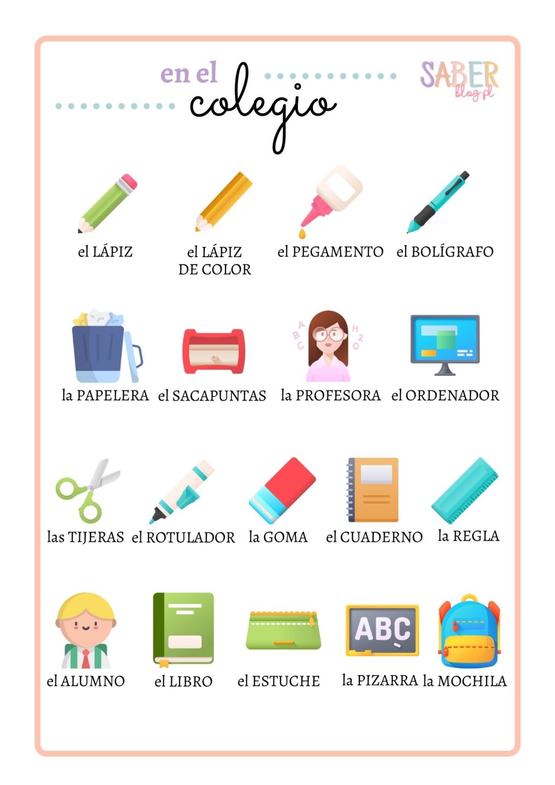 El colegio: materiales imprimibles - Saber Blog